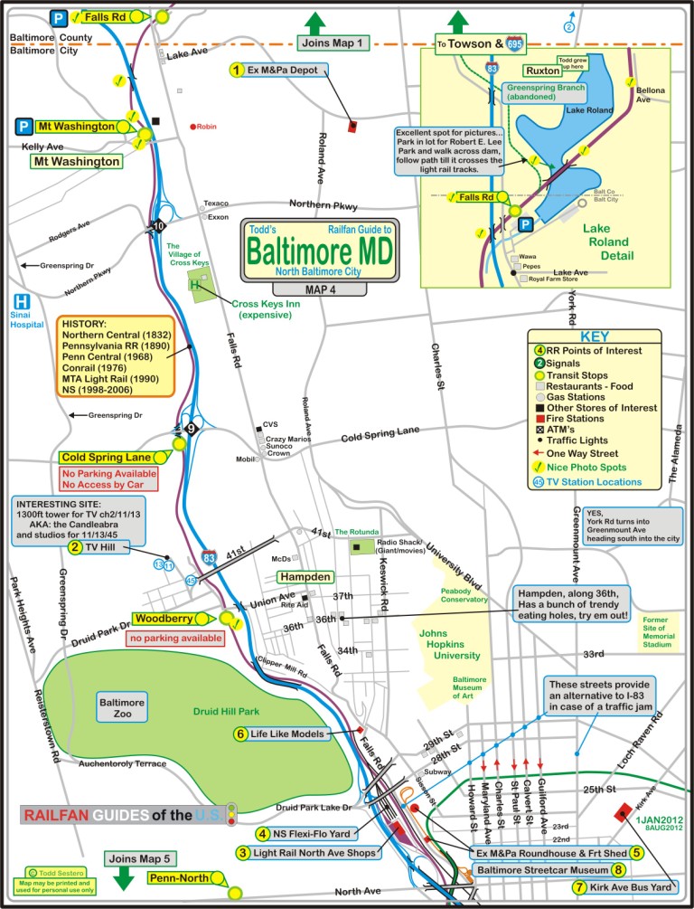Baltimore Railfan Guide - Northern Baltimore Map