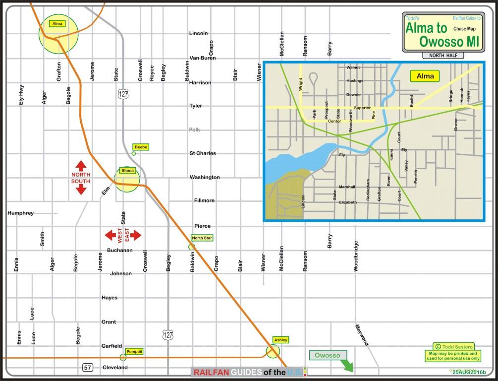 Alma to Owosso MI Railfan Guide