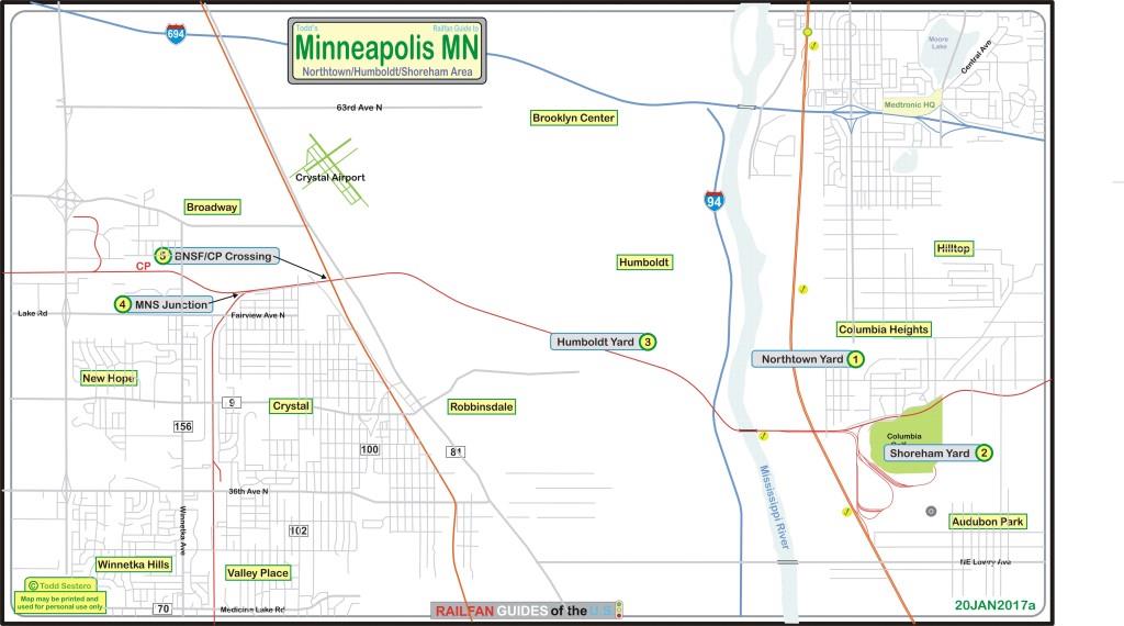 Minneapolis MN Railfan Guide Map 1 - North