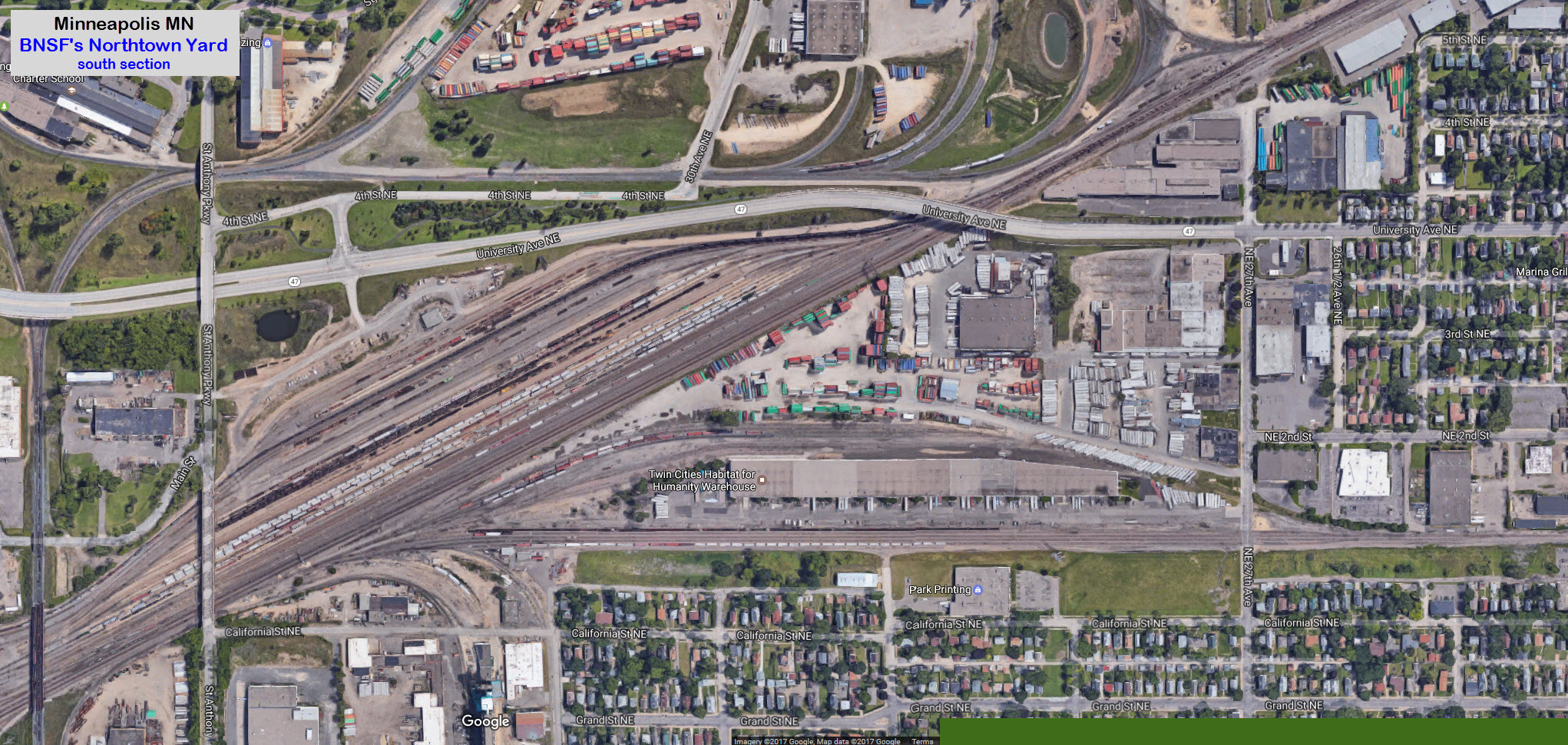 Minneapolis MN Railfan Guide Map 1 - North