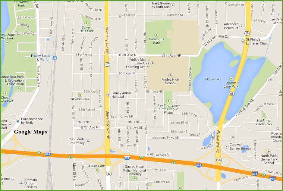 Mapa De Fridley Norte Minnesota Mapa De Minnesota Físico