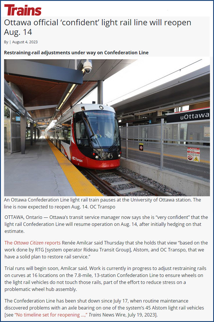 Ottawa's Confederation Light Rail Line Extensions