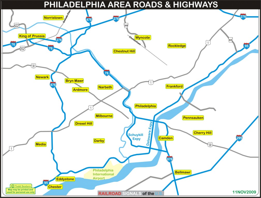 Philadelphia Highways and Main Roads