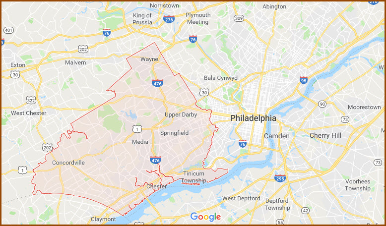 Delaware Co PA Map from 1909