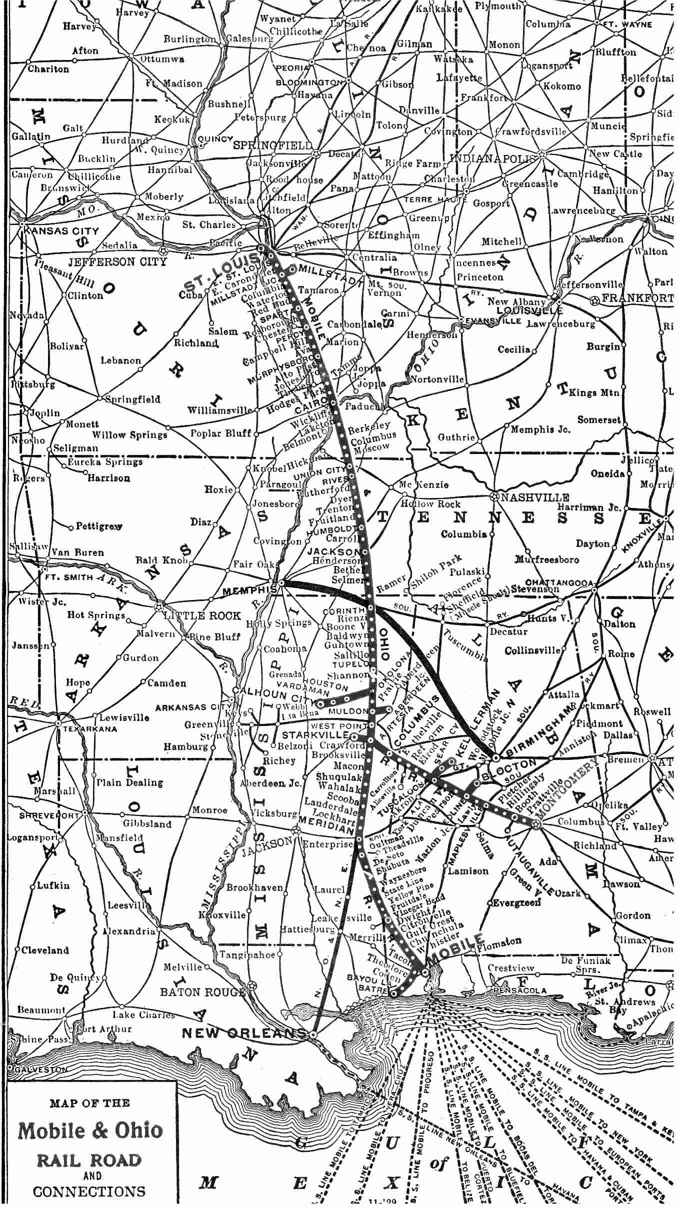 Mobile and Ohio RR System Map