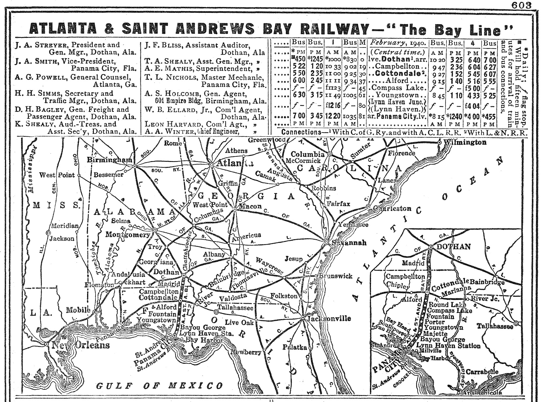 the Atlanta & Saint Andrews Bay Rwy System Map