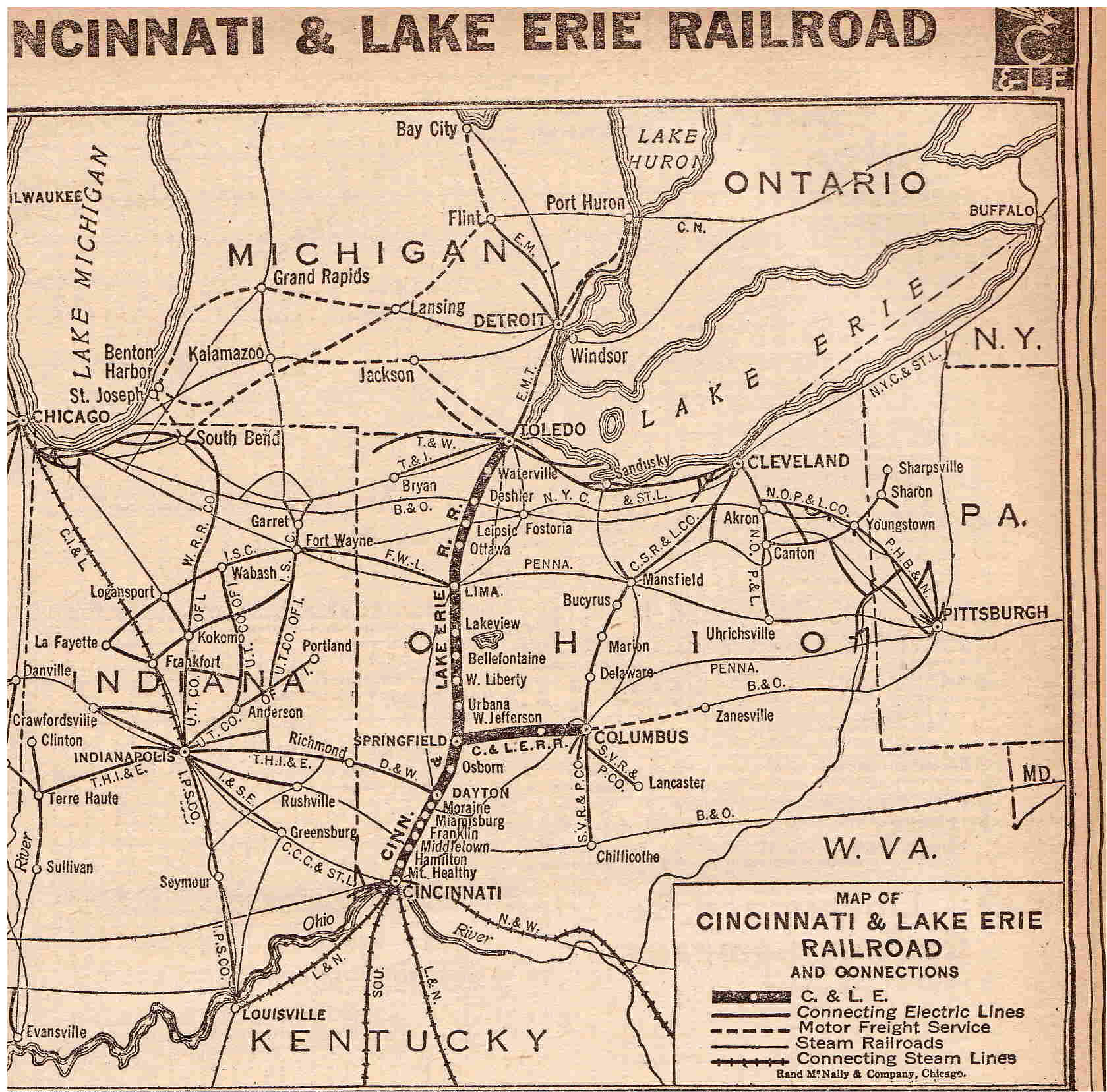 Cincinnati & Lake Erie RR System Map