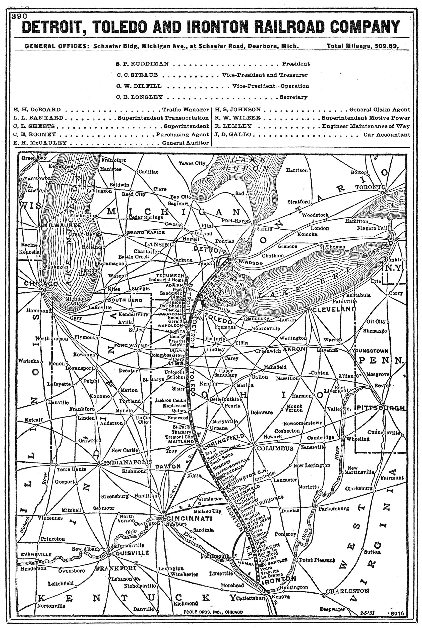 the Detroit, Toledo & Ironton RR System Map