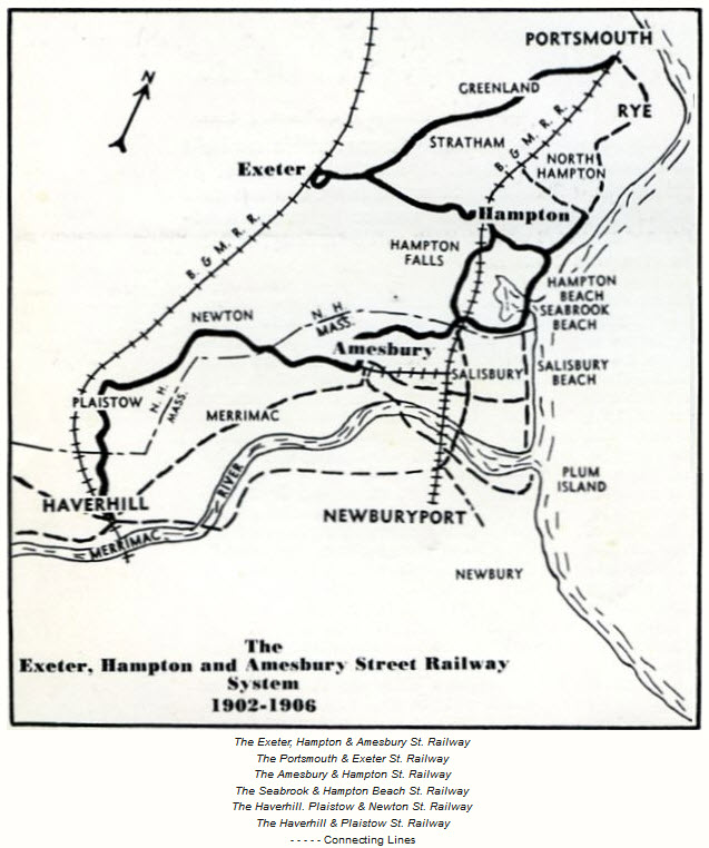 Exeter, Hampton & Amesbury Street Railway System Map