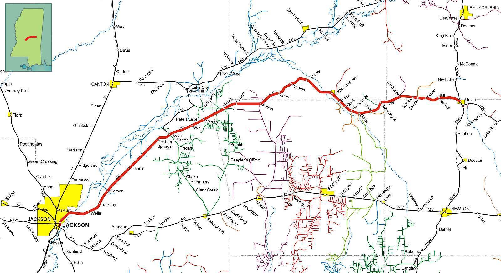 Jackson & Eastern System Map 1916-1926