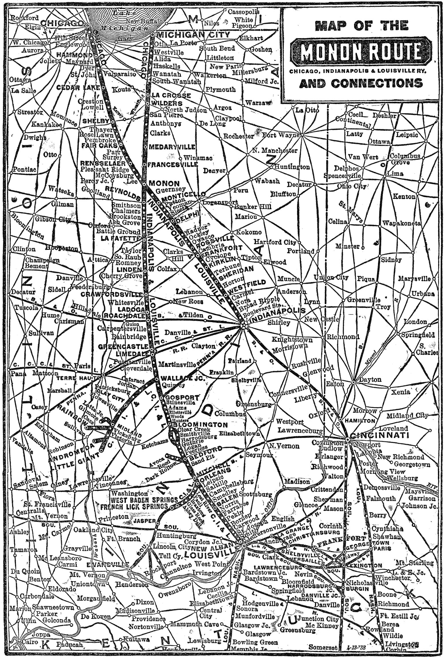 the Monon RR System Map