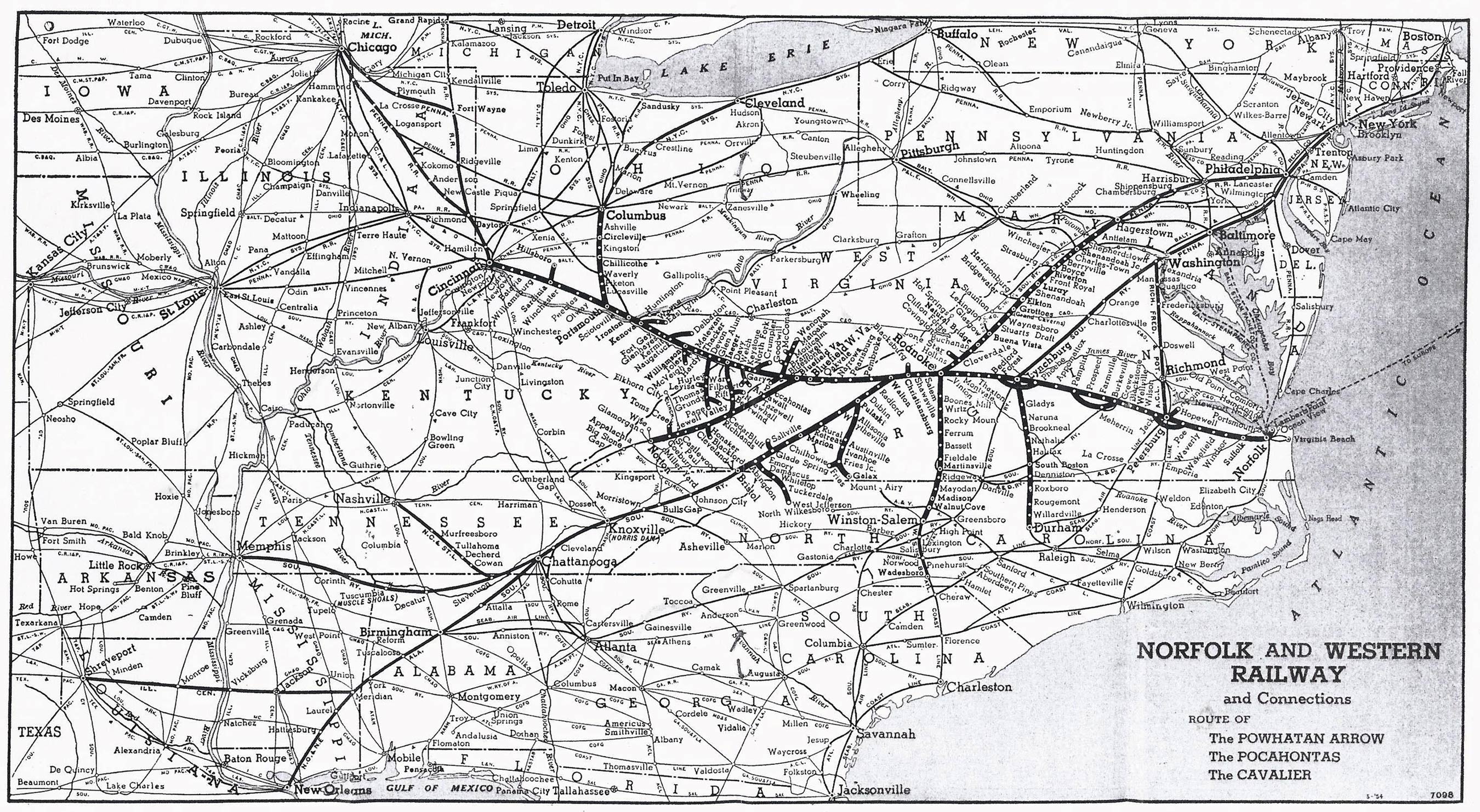 the Norfolk & Western Rwy System Map