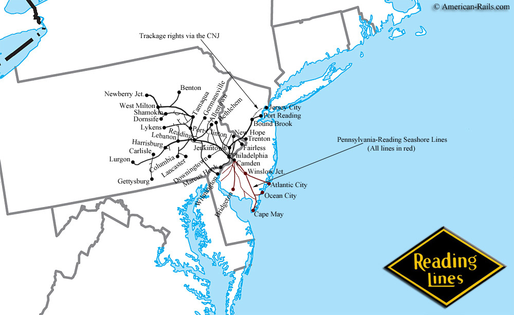 the Reading RR System Map