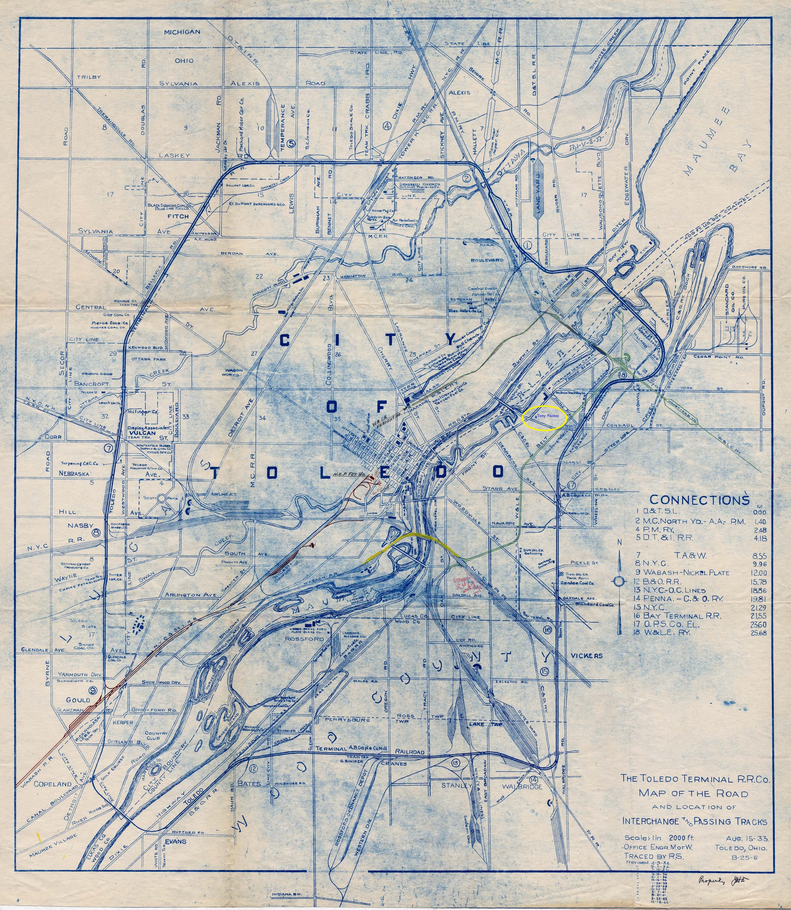 the Toledo Terminal RR System Map